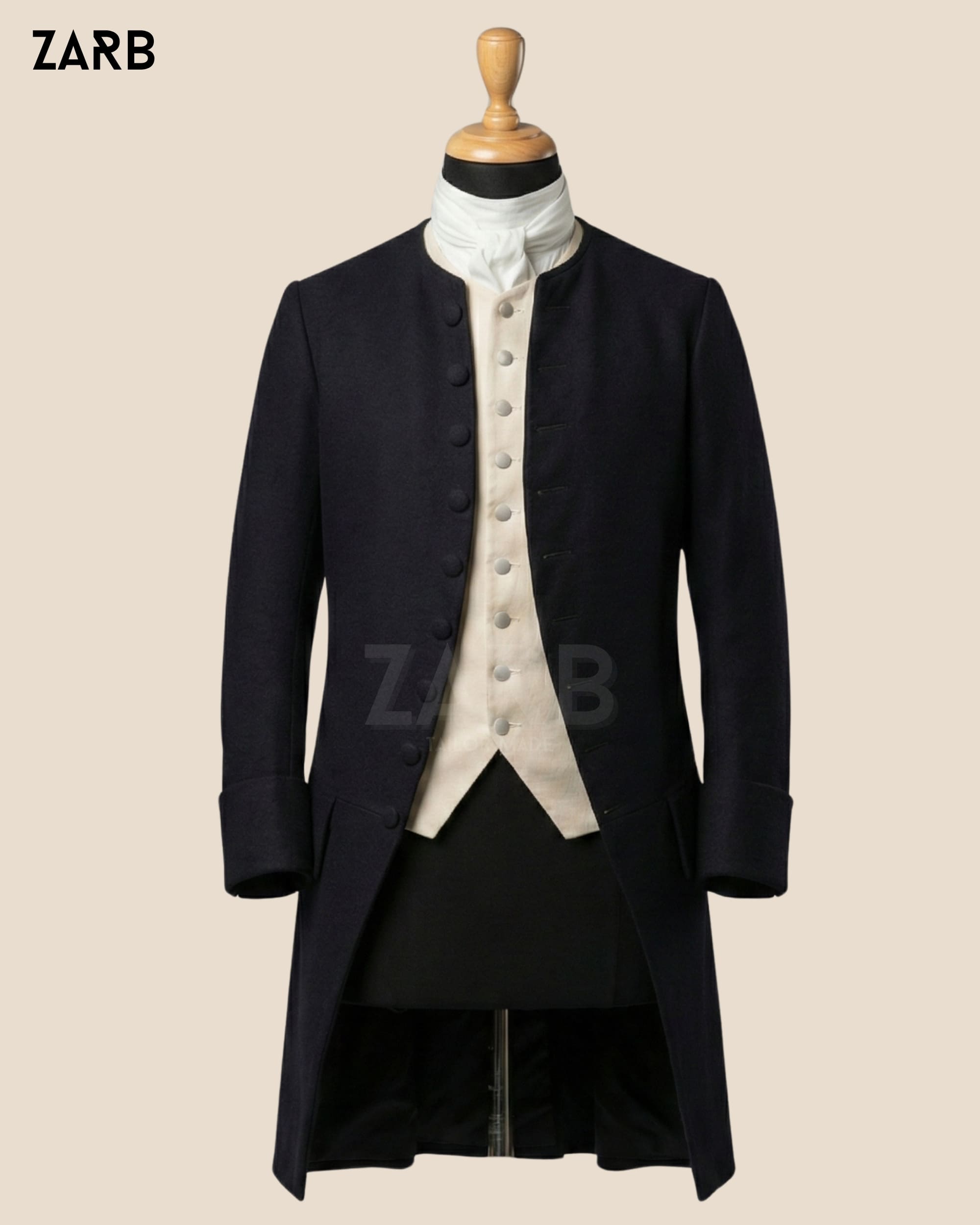 Men’s Black Colonial Frock Coat – 18th Century Revolutionary War Style ...